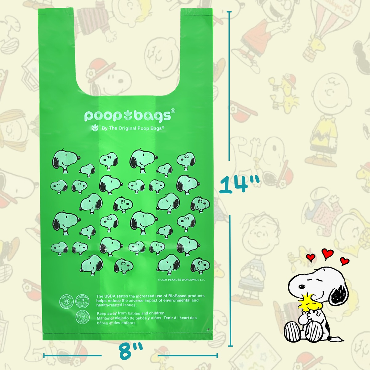 USDA Biobased Peanuts Handle Tie Poop Bags